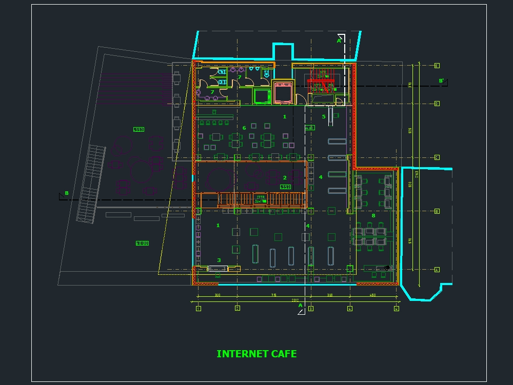 Cyber café dans AutoCAD | Téléchargement CAD gratuit (119.13 KB ...