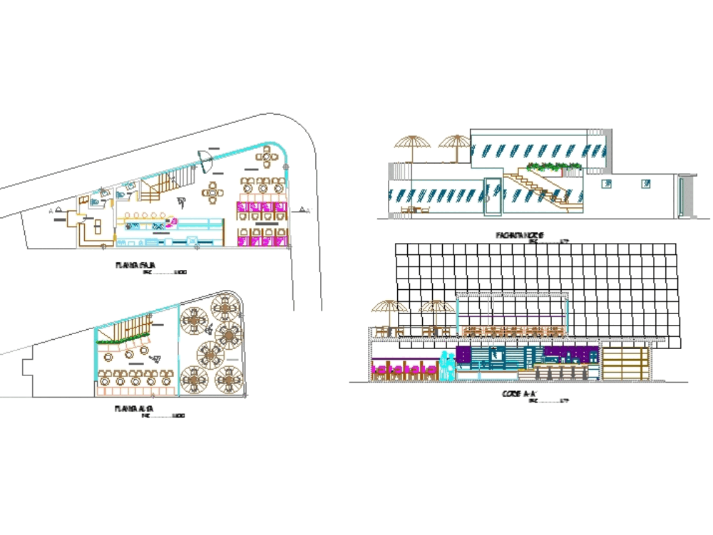 Café internet en AutoCAD | Descargar CAD (1.39 MB) | Bibliocad