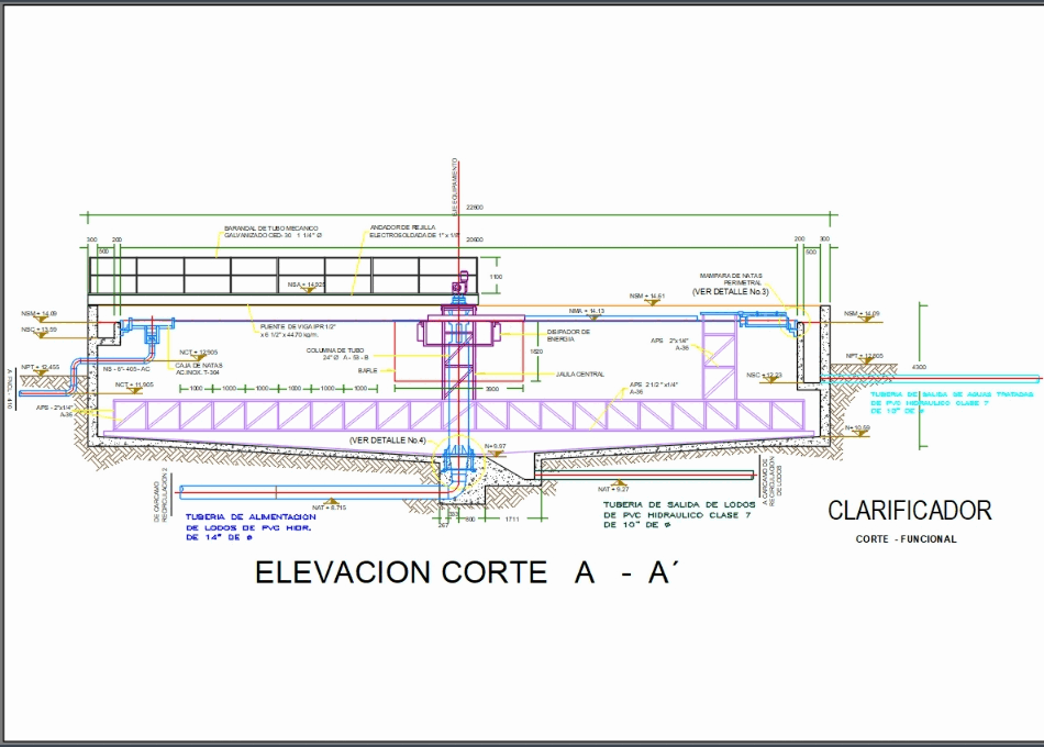 Clarificador de tratamiento en AutoCAD | CAD (71.99 KB) | Bibliocad