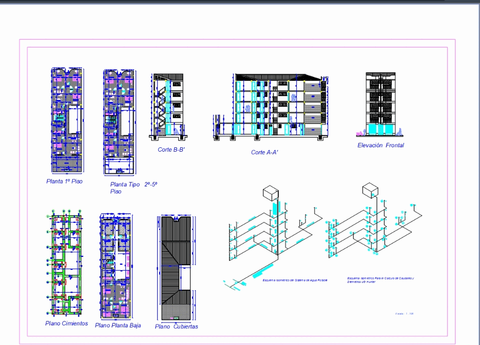 Plano edificio multifamiliar en AutoCAD | CAD (1.06 MB) | Bibliocad