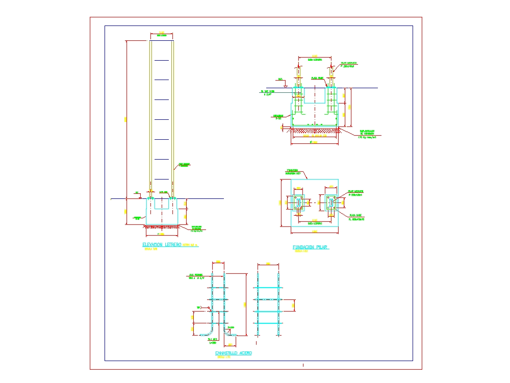 Fundacion letrero en AutoCAD | Descargar CAD (63.04 KB) | Bibliocad