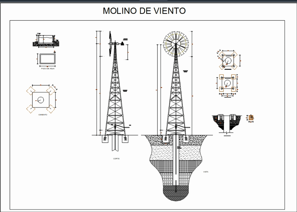 Windmill in AutoCAD | CAD download (97.67 KB) | Bibliocad