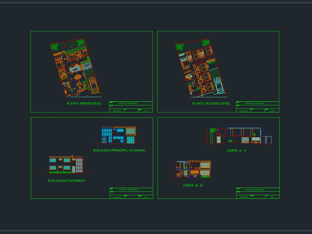 Casa en AutoCAD | Descargar CAD gratis (812.27 KB) | Bibliocad