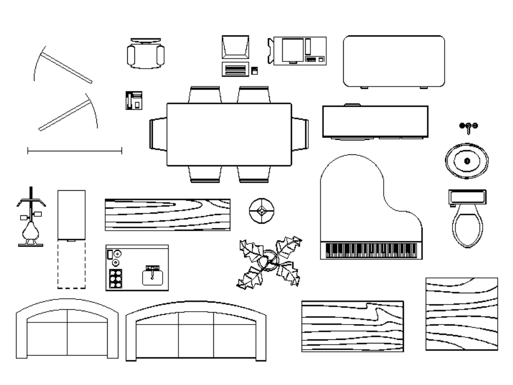 Muebles varios en AutoCAD | Descargar CAD gratis (73.72 KB) | Bibliocad