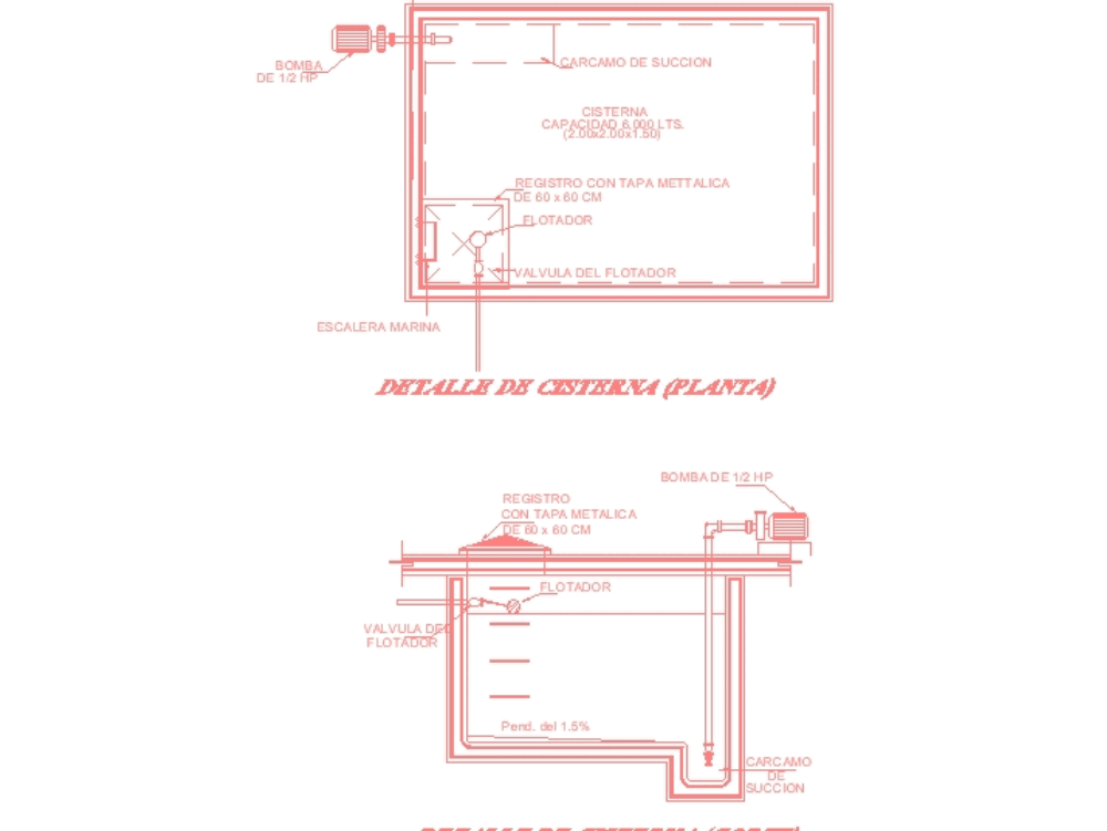Cistern detail in AutoCAD | CAD download (38.02 KB) | Bibliocad