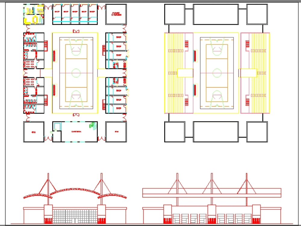 Stadium in AutoCAD | Download CAD free (145.64 KB) | Bibliocad