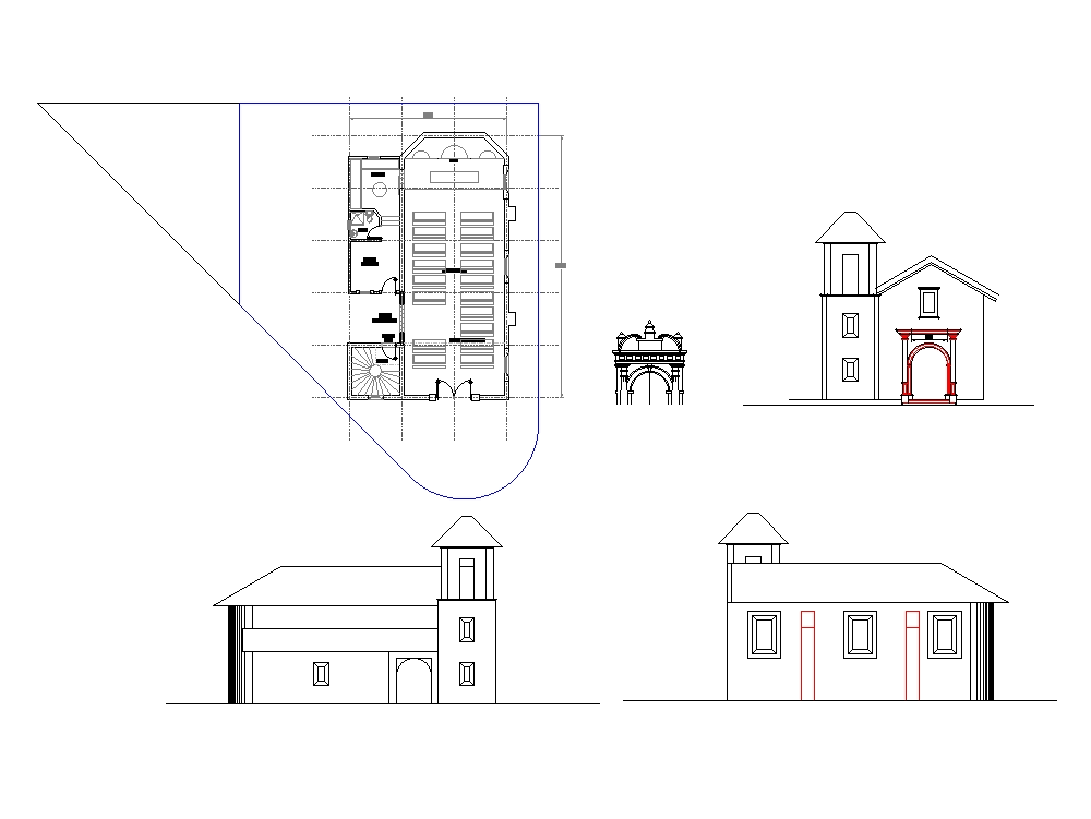 Church in AutoCAD | Download CAD free (54.68 KB) | Bibliocad
