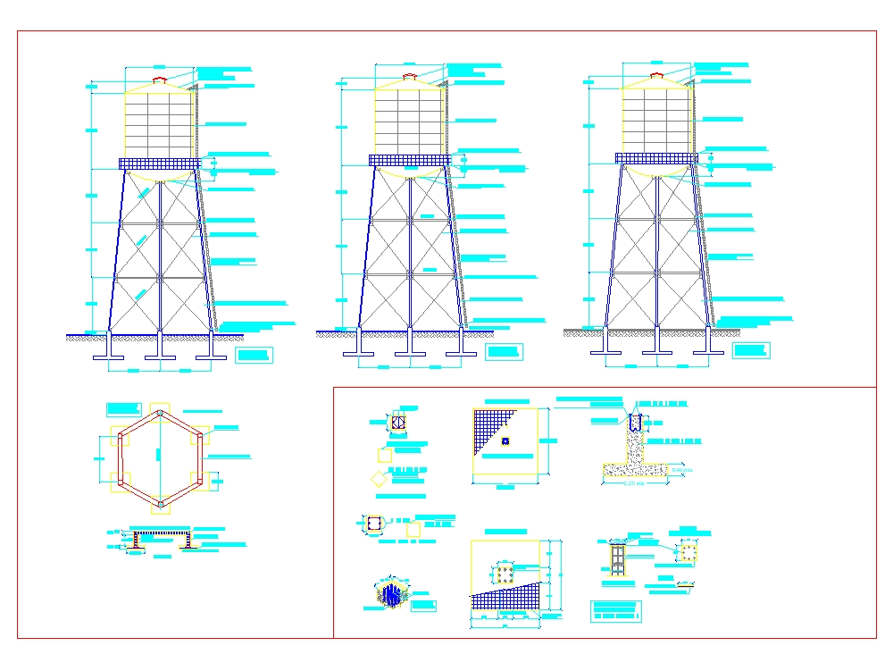 Tanque elevado parte 1 en AutoCAD | Descargar CAD gratis (155.01 KB) | Bibliocad