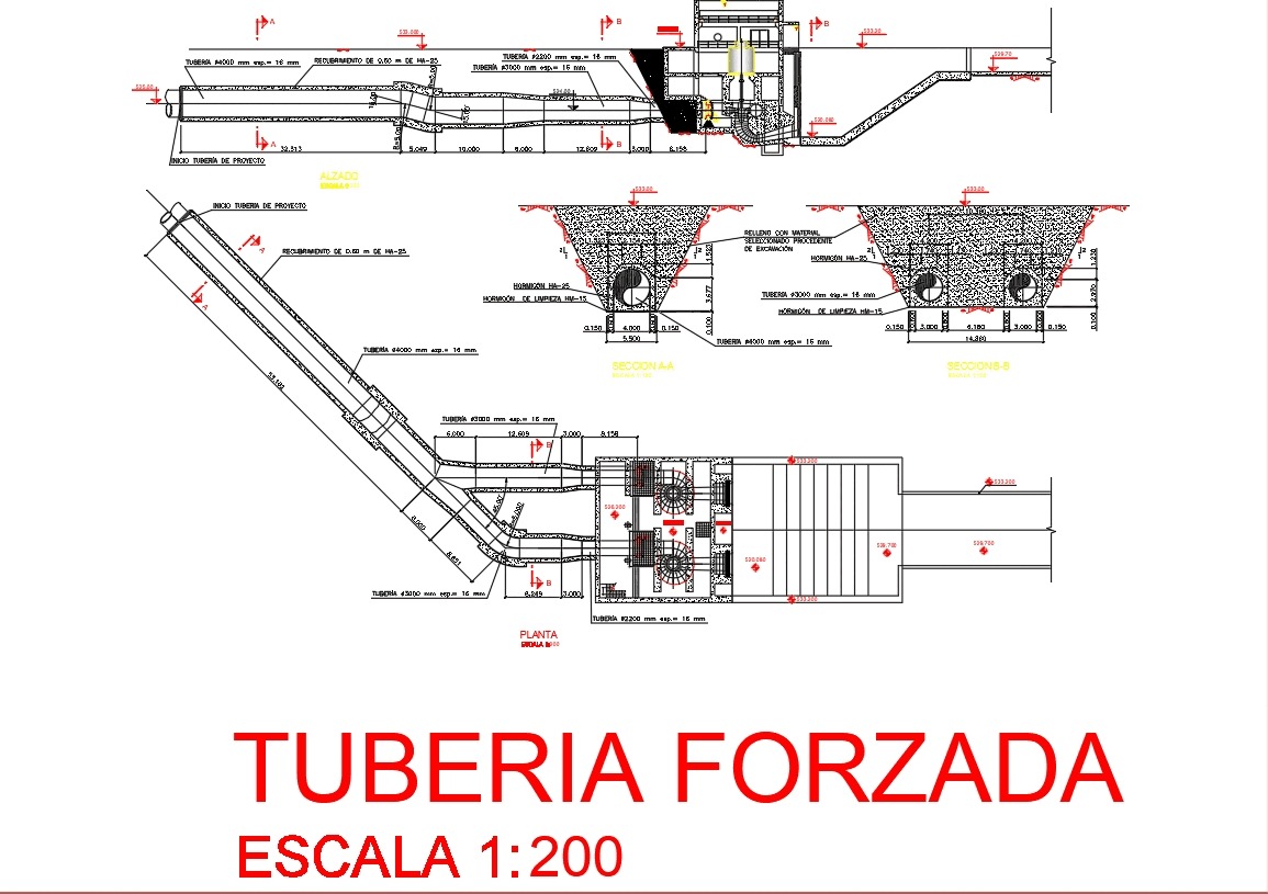 Tuberia forzada en AutoCAD | Descargar CAD (145.51 KB) | Bibliocad