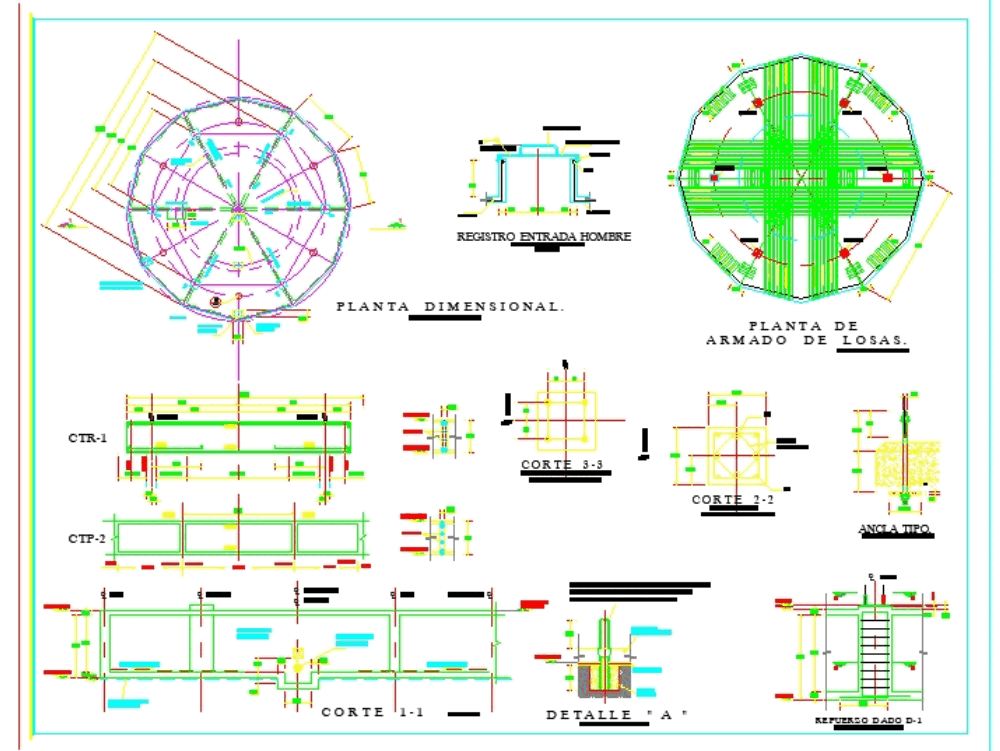 Tanque elevado de 200m3 en AutoCAD | Descargar CAD (412.08 KB) | Bibliocad