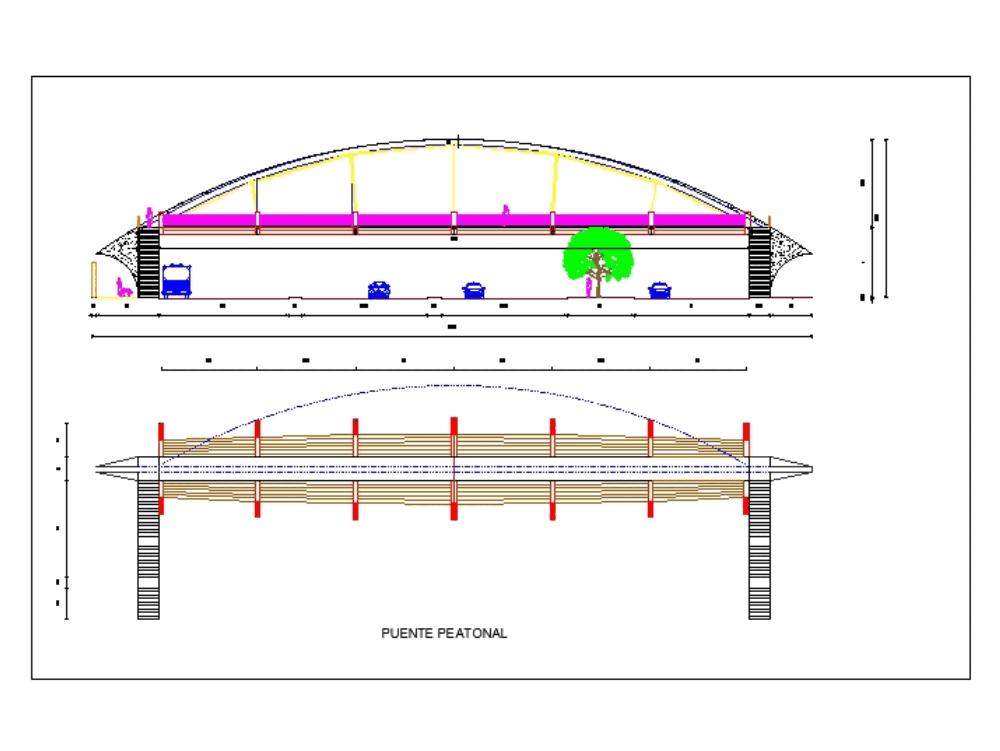 Peatonal bridge in AutoCAD | Download CAD free (165.92 KB) | Bibliocad