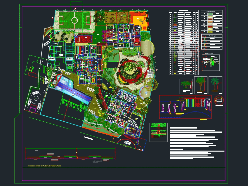 Aménagement paysager complet dans AutoCAD | CAD (2.24 MB) | Bibliocad