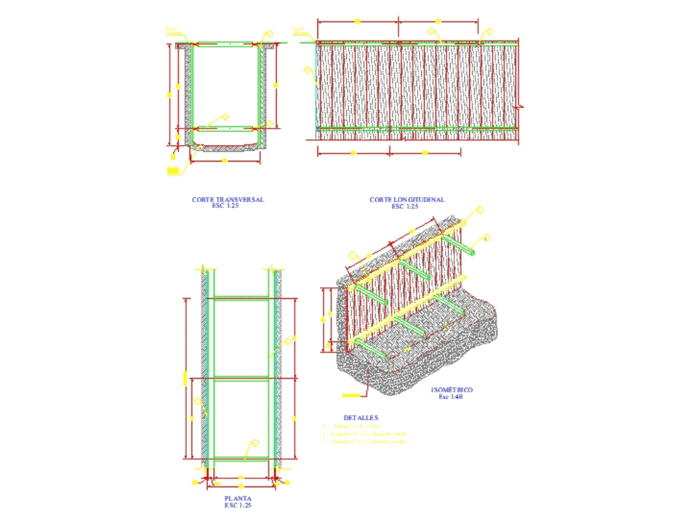 Entibado de madera en AutoCAD | Descargar CAD (93.96 KB) | Bibliocad