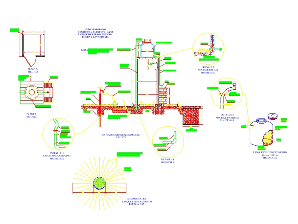 Well drilled with pump in AutoCAD | CAD download (190.89 KB) | Bibliocad