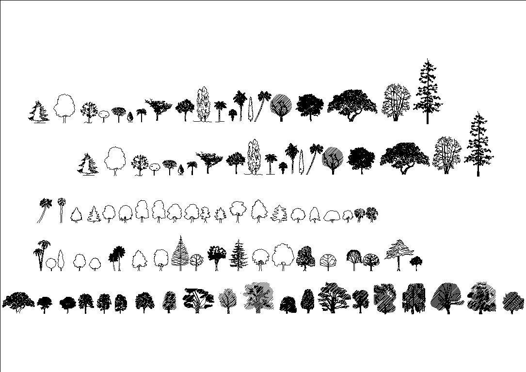 Trees in elevation in AutoCAD | CAD download (6.45 MB) | Bibliocad