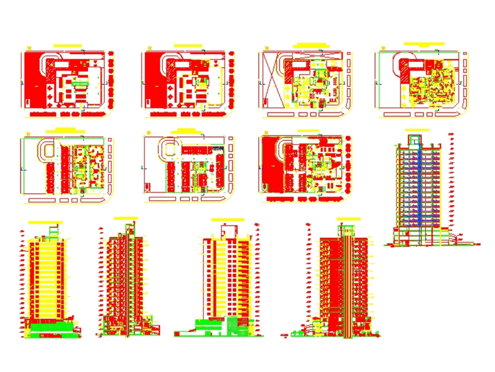 Edificios en torre en AutoCAD | Descargar CAD (8.74 MB) | Bibliocad