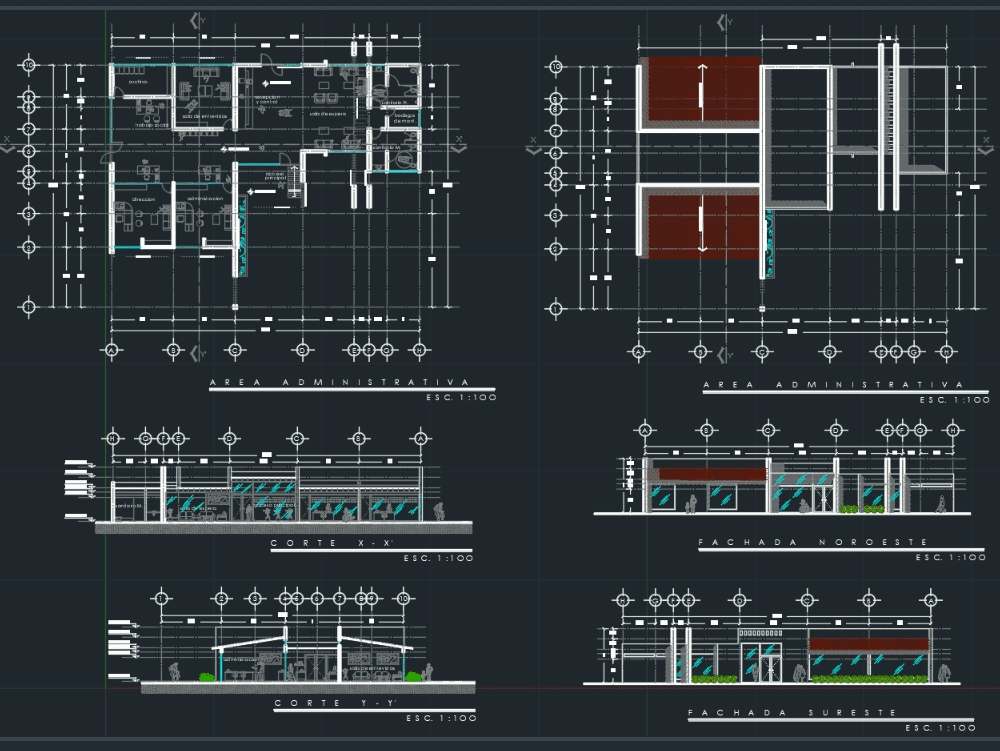 Oficinas administrativas en AutoCAD | Descargar CAD (1.01 MB) | Bibliocad
