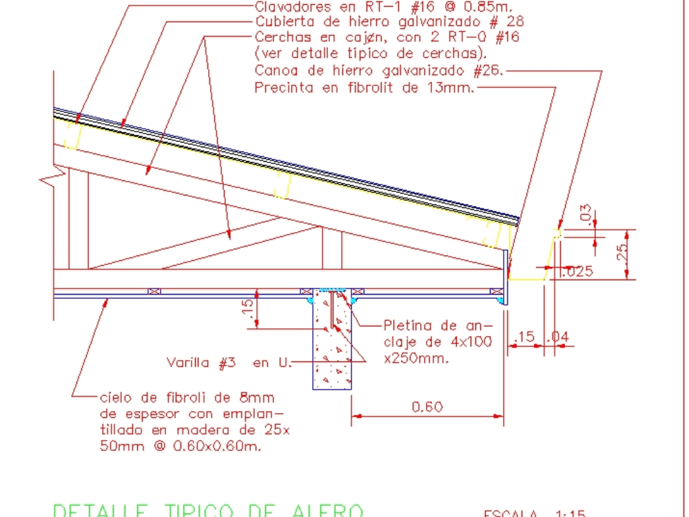 Eaves detail in AutoCAD | CAD download (17.01 KB) | Bibliocad