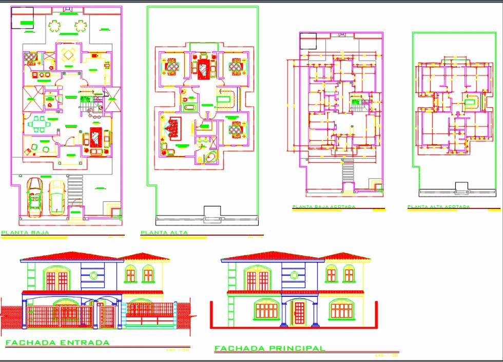 Casa unifamiliar em AutoCAD | Baixar CAD Grátis (1.32 MB) | Bibliocad