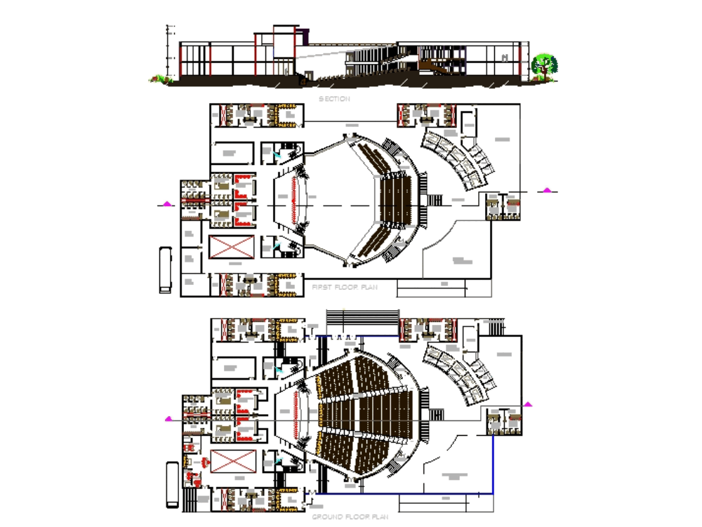 Auditorium in AutoCAD | CAD download (1.52 MB) | Bibliocad