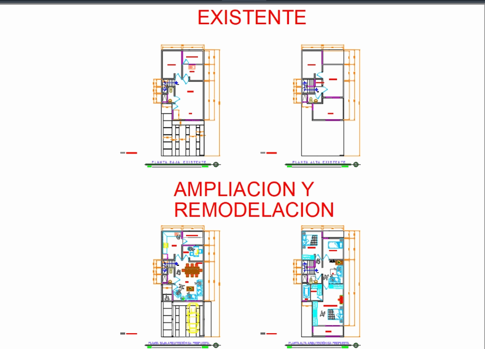 Ampliacion 40m2 casa habitacion en AutoCAD | CAD (269.32 KB) | Bibliocad