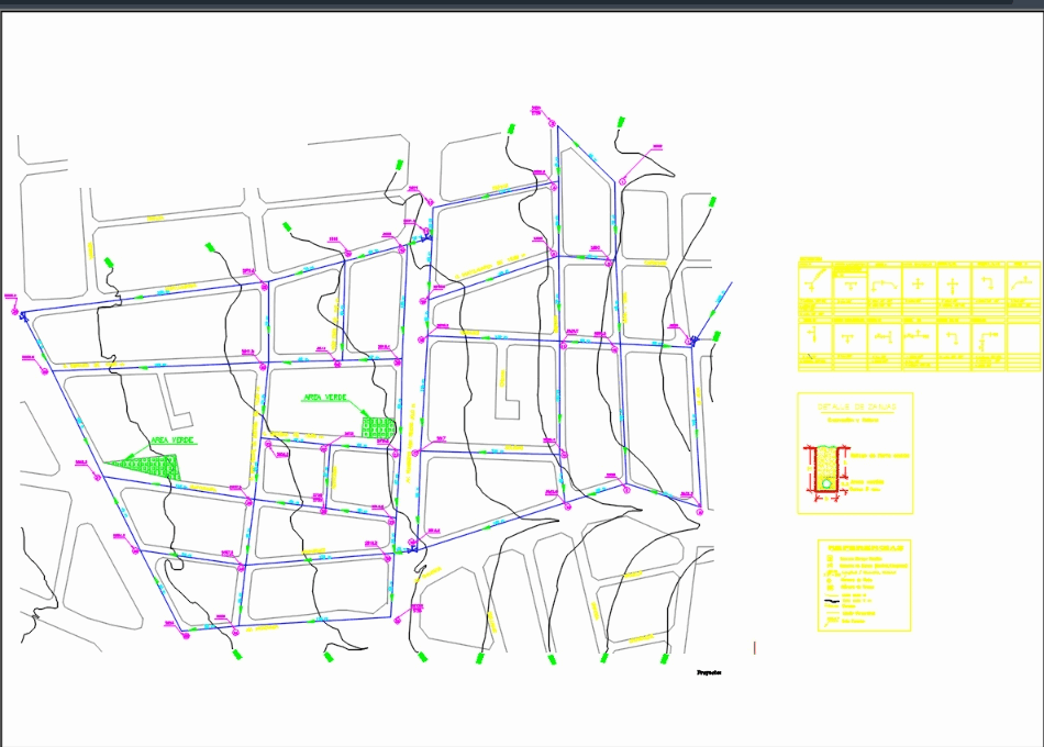 Red de agua potable en AutoCAD | Descargar CAD gratis (184.34 KB) | Bibliocad