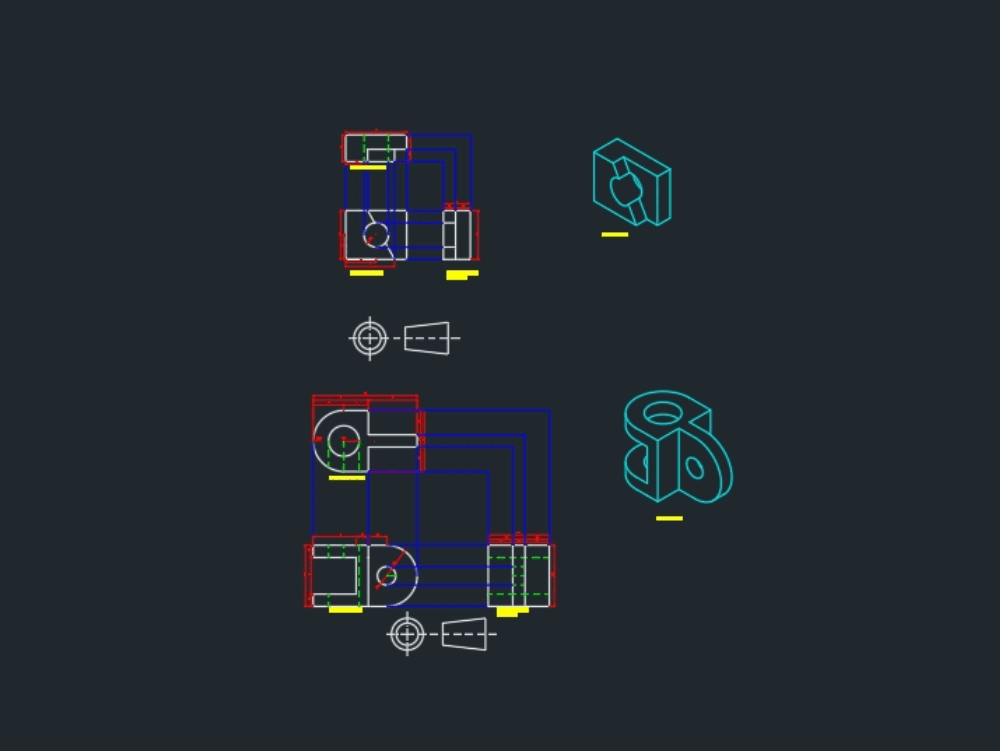 Piezas mecanicas en AutoCAD | Descargar CAD gratis (35.7 KB) | Bibliocad