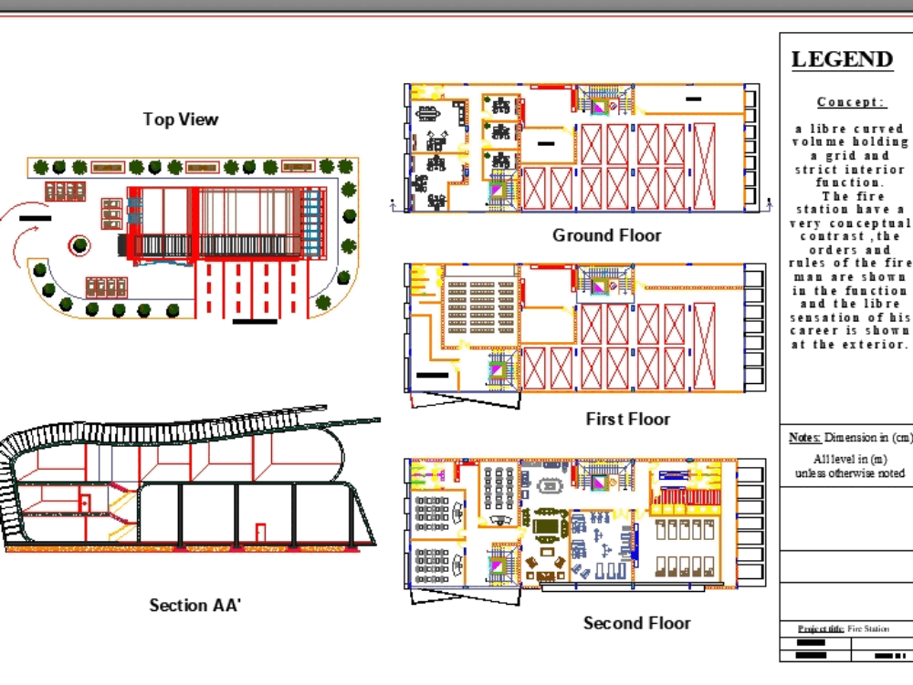 Fire station in AutoCAD | Download CAD free (5.86 MB) | Bibliocad