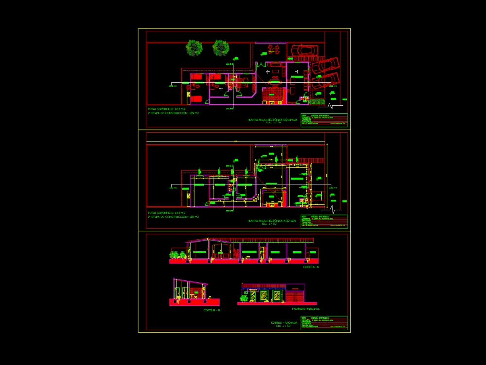 Maison unifamiliale dans AutoCAD | Téléchargement CAD gratuit (562.98 KB) | Bibliocad
