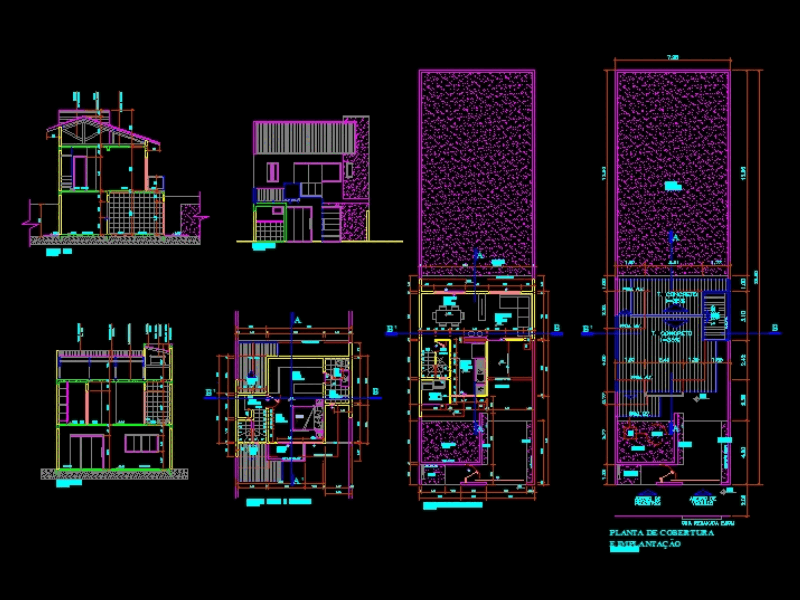 2 vivienda de 2 pisos en AutoCAD | Descargar CAD gratis (233.99 KB) | Bibliocad
