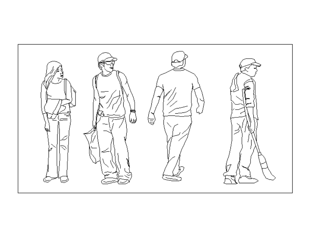 Persons in elevation in AutoCAD | Download CAD free (195.63 KB) | Bibliocad