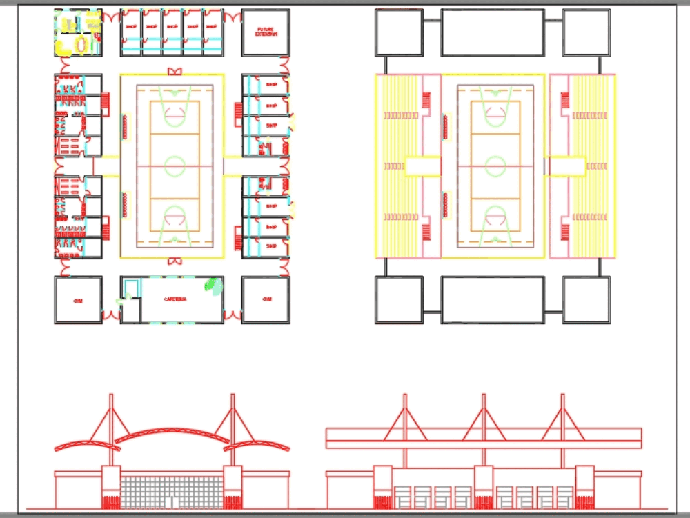 Stadium in AutoCAD | Download CAD free (145.64 KB) | Bibliocad
