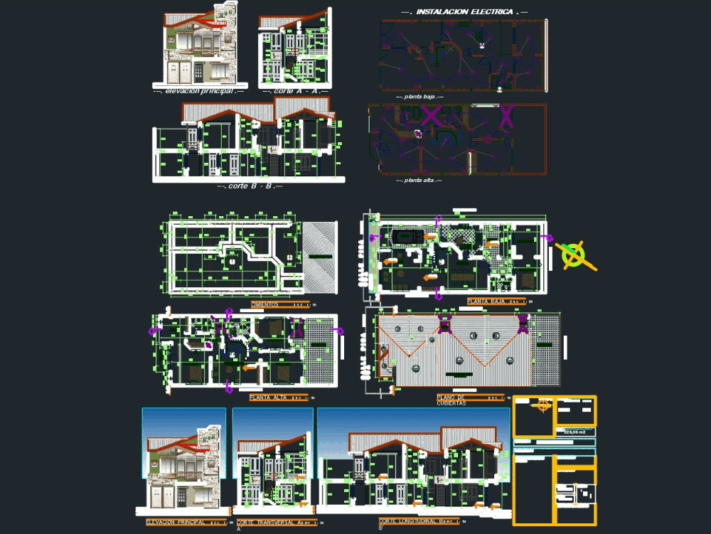 Vivienda tipo chalet en AutoCAD | Descargar CAD gratis (528.46 KB) | Bibliocad