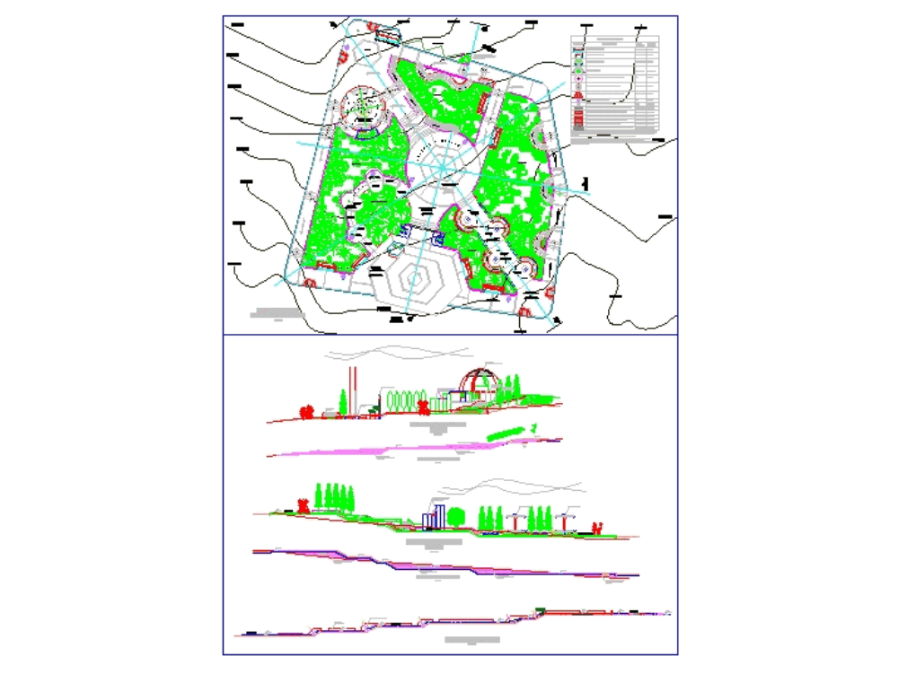 Recreational park in AutoCAD | Download CAD free (1.54 MB) | Bibliocad