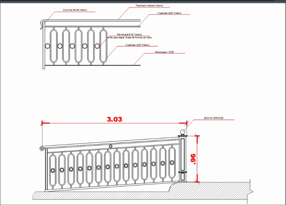 Baranda artistica discapacitados en AutoCAD | CAD (816.09 KB) | Bibliocad