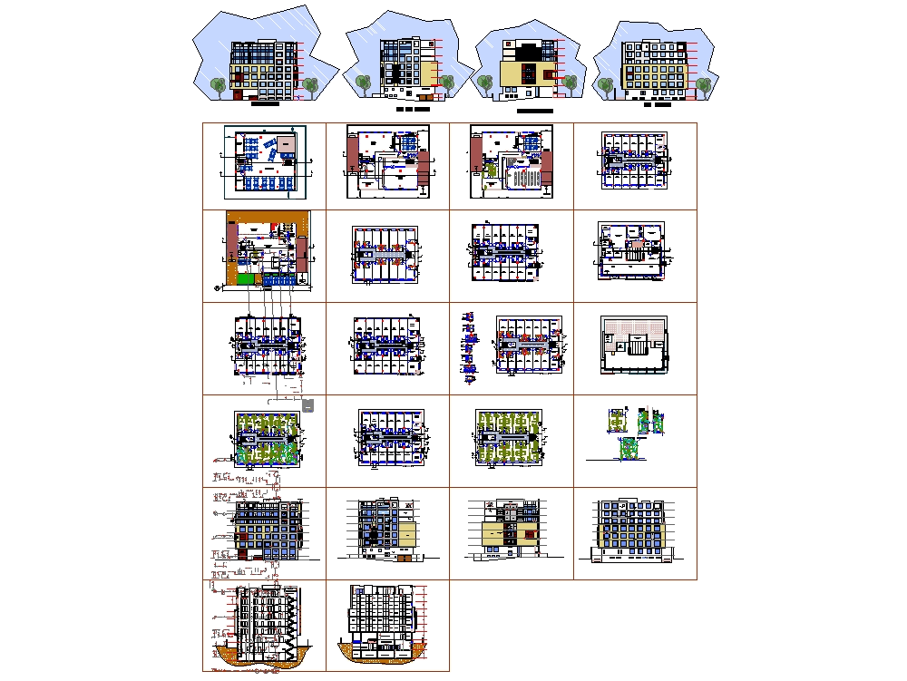 Hotel en AutoCAD | Descargar CAD gratis (2.43 MB) | Bibliocad