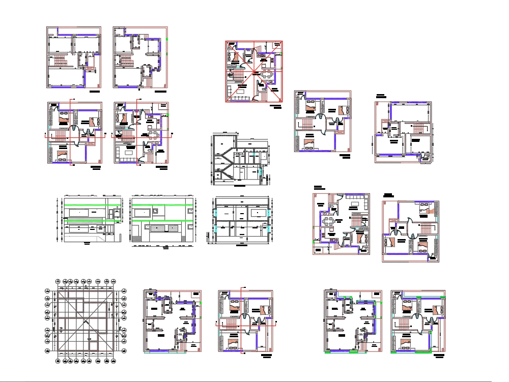 Residence bungalows in AutoCAD | Download CAD free (539.98 KB) | Bibliocad