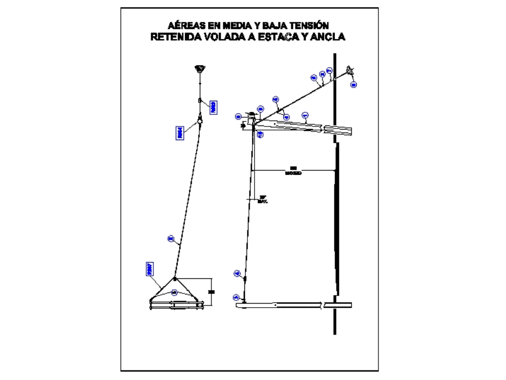 Cfe retenida volada estaca y ancla en AutoCAD | CAD (632.93 KB) | Bibliocad