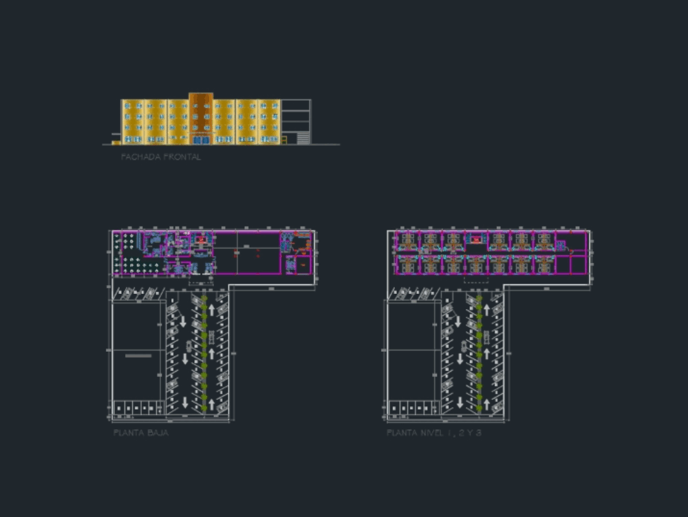 Proyecto hotel en AutoCAD | Descargar CAD (1.47 MB) | Bibliocad