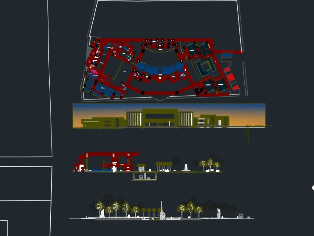 Convention center in AutoCAD | Download CAD free (9.06 MB) | Bibliocad