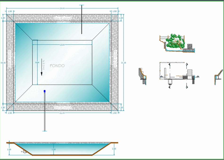 Detalles de reservorio de tierra; compuertas y captacion (987.3 KB) | Bibliocad