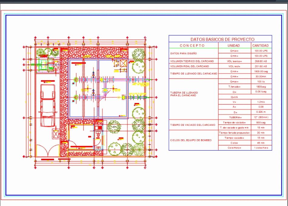 Planta general carcamo de bombeo en AutoCAD | CAD (293.66 KB) | Bibliocad