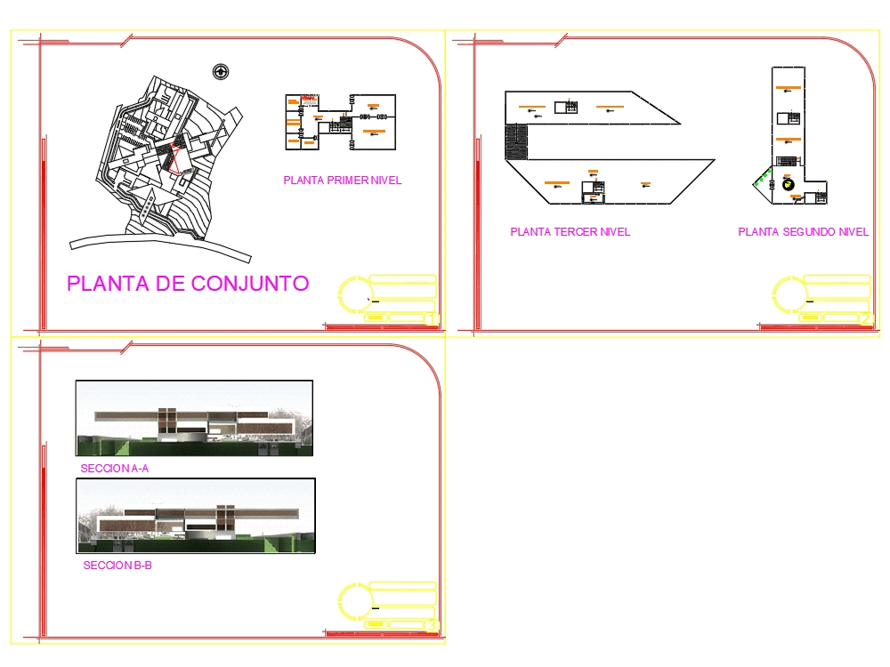 Centro cultural en AutoCAD | Descargar CAD gratis (1.79 MB) | Bibliocad