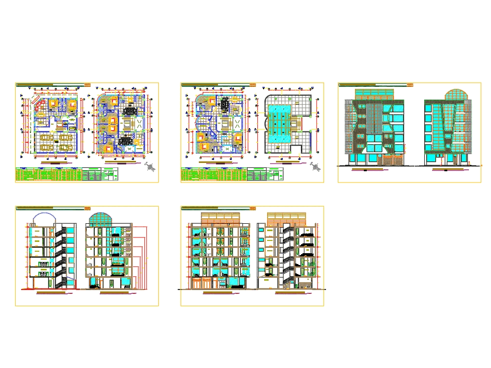 Apartment building 6 storeys in AutoCAD | CAD (6.51 MB) | Bibliocad