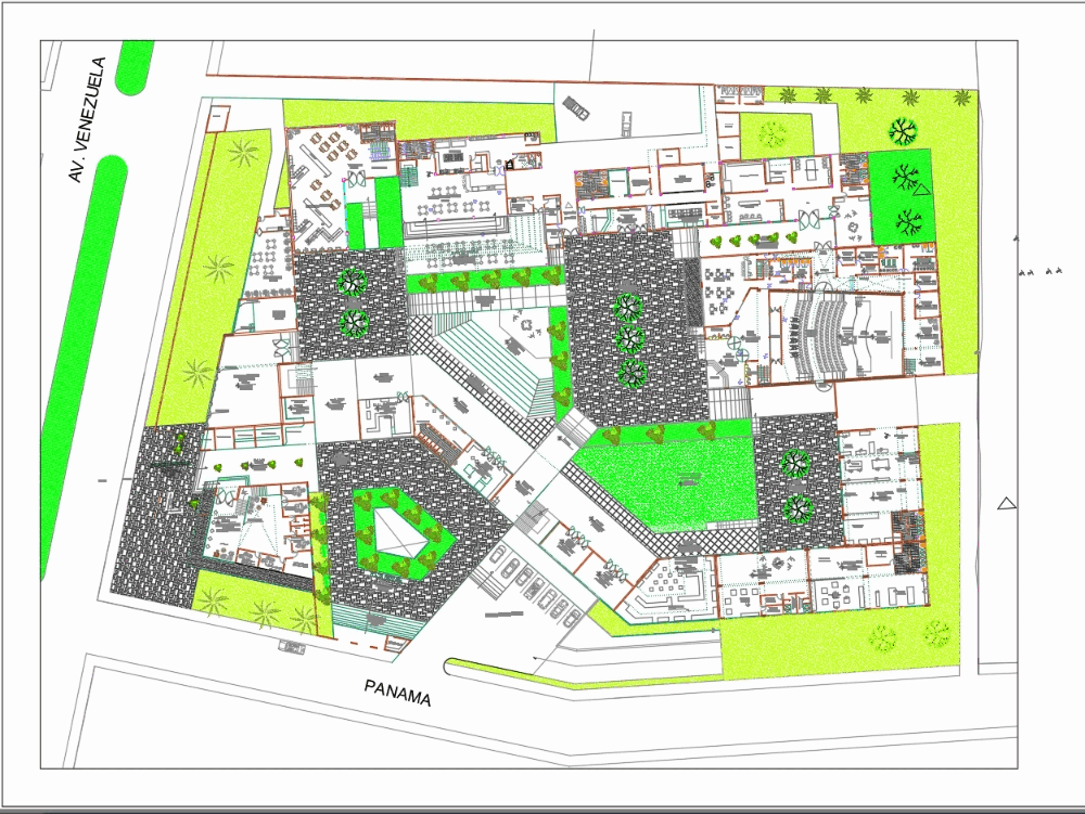 Centro cultural en AutoCAD | Descargar CAD gratis (1.36 MB) | Bibliocad
