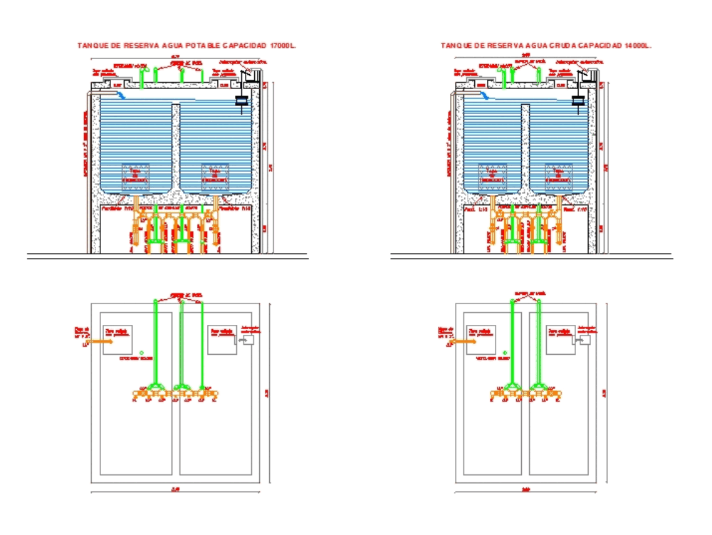 Detalle tanque de reserva en AutoCAD | Descargar CAD (103.51 KB) | Bibliocad