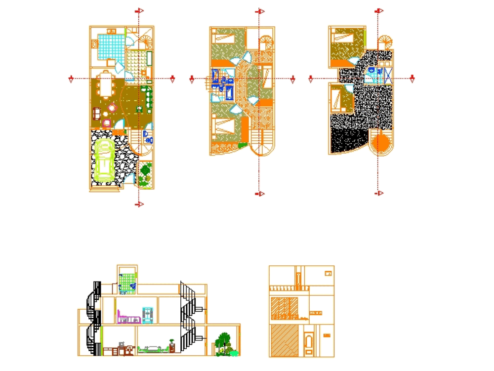 Plano y cortes en AutoCAD | Descargar CAD gratis (1.64 MB) | Bibliocad