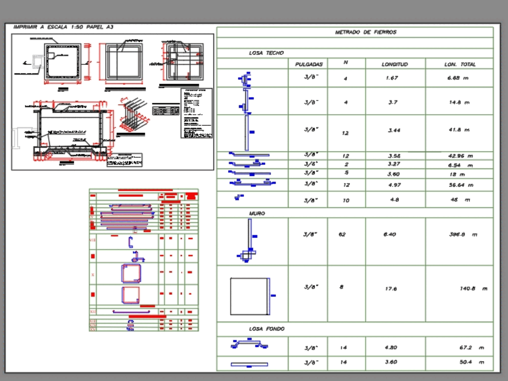Plano de reservorio en AutoCAD | Descargar CAD gratis (225.82 KB) | Bibliocad