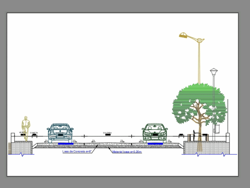 Cross section of road drainage in AutoCAD | CAD (280.31 KB) | Bibliocad