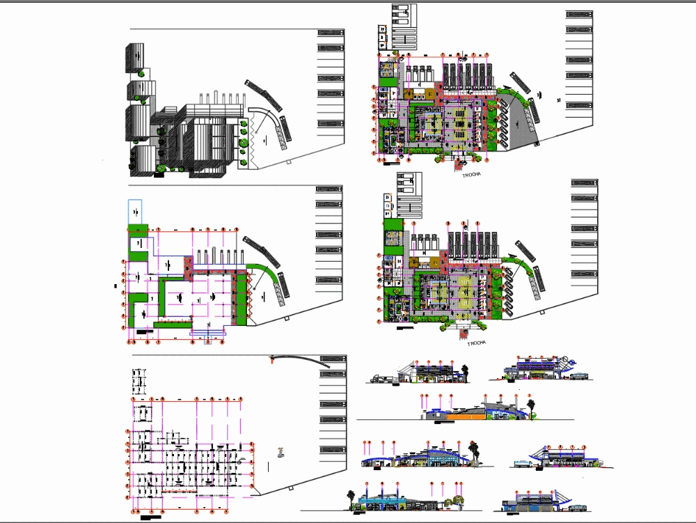 Bus station in AutoCAD | CAD download (9.7 MB) | Bibliocad